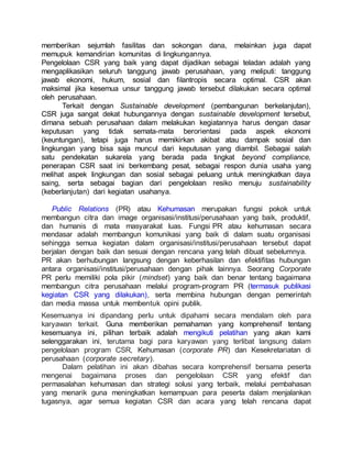 Silabus Training "Effective Corporate Social Responsibility (CSR) & PUBLIC RELATIONs (Kehumasan ...