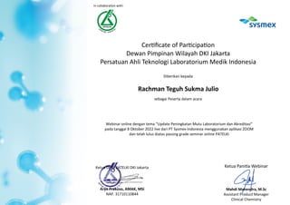 Certificate Participation Webinar Update Lab Quality Accreditation | PPT