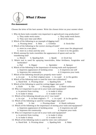 7_8. TLE Agricultural Crop Production Quarter 1 Module 1_ Farm Tools ...