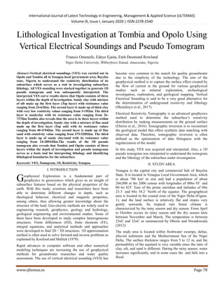 Lithological Investigation at Tombia and Opolo Using Vertical Electrical Soundings and Pseudo ...