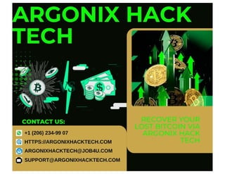RECOVER STOLEN CRYPTOCURRENCY ASSETS FROM SCAMMER: ARGONIX HACK TECH | PPT