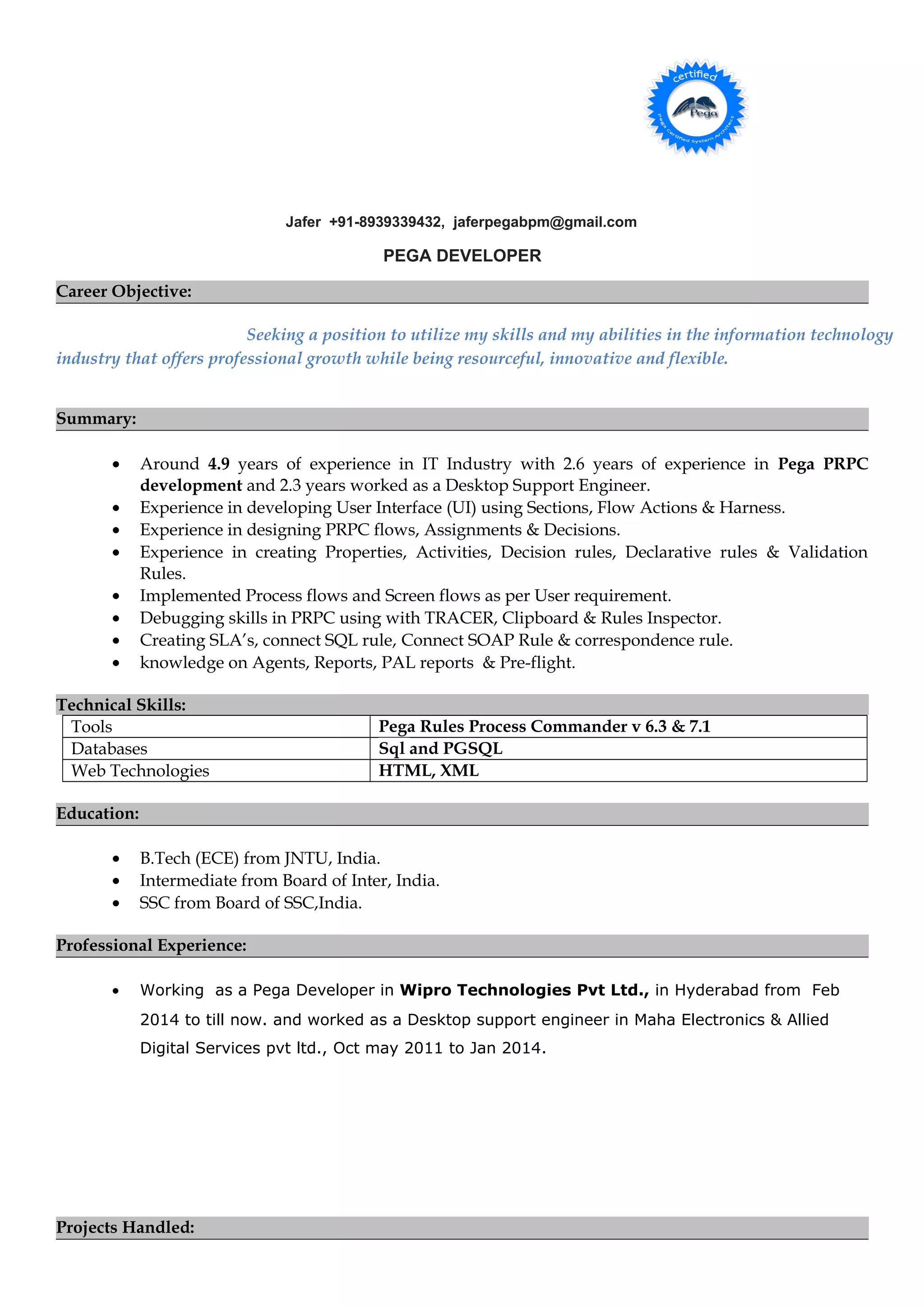 jafer_Pega_Resume | DOC