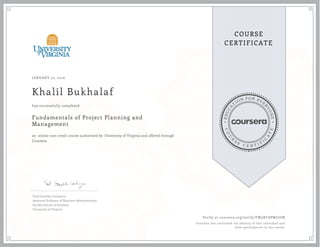 Project management Ceritificate | PPT