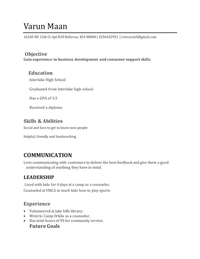 Varun Resume | DOCX | Education