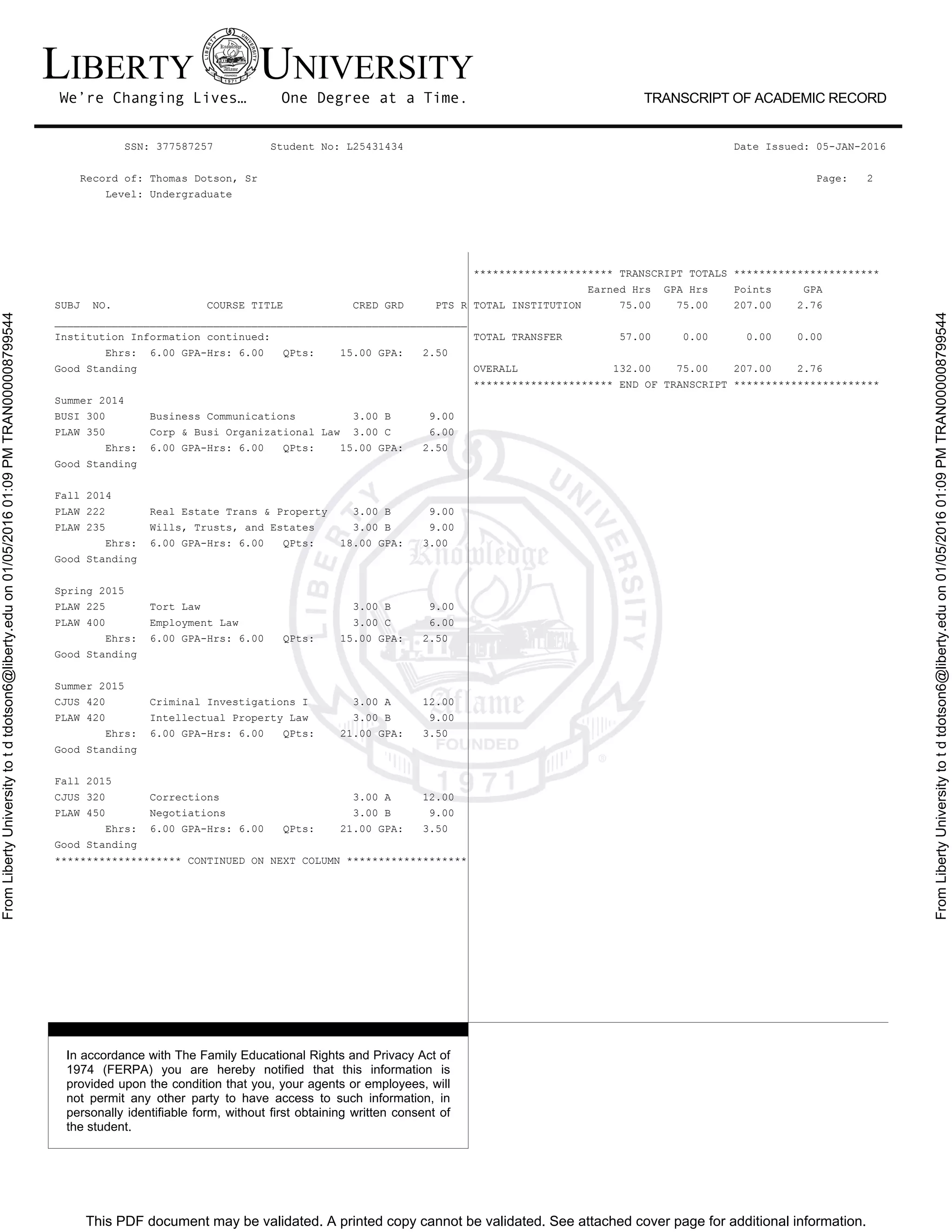 Thomas Dotson completed-transcript-8799544 | PDF