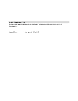 CURRICULUM VITAE - Agatha Maree | PDF