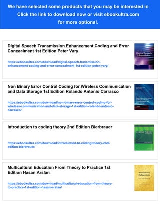 Error Control Coding From Theory to Practice 1st Edition Peter Sweeney ...