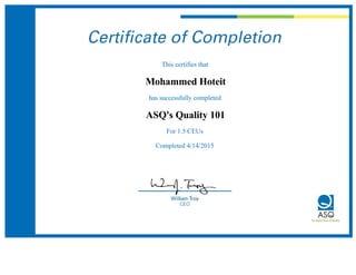 ASQ's Quality 101 | PDF