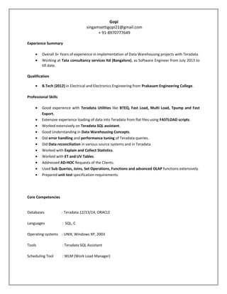 Gopi | DOC | Databases | Computer Software and Applications