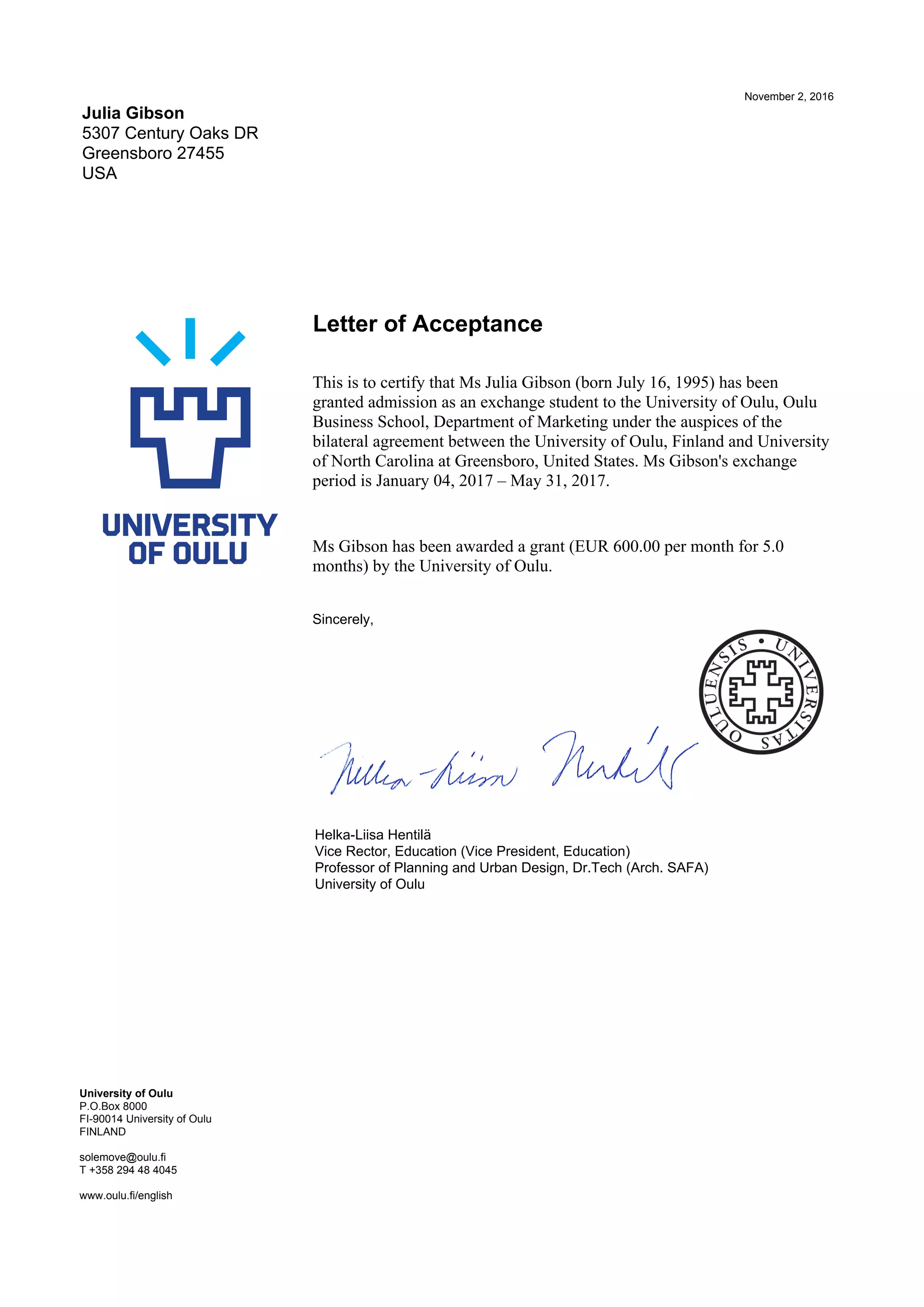 acceptletter | PDF