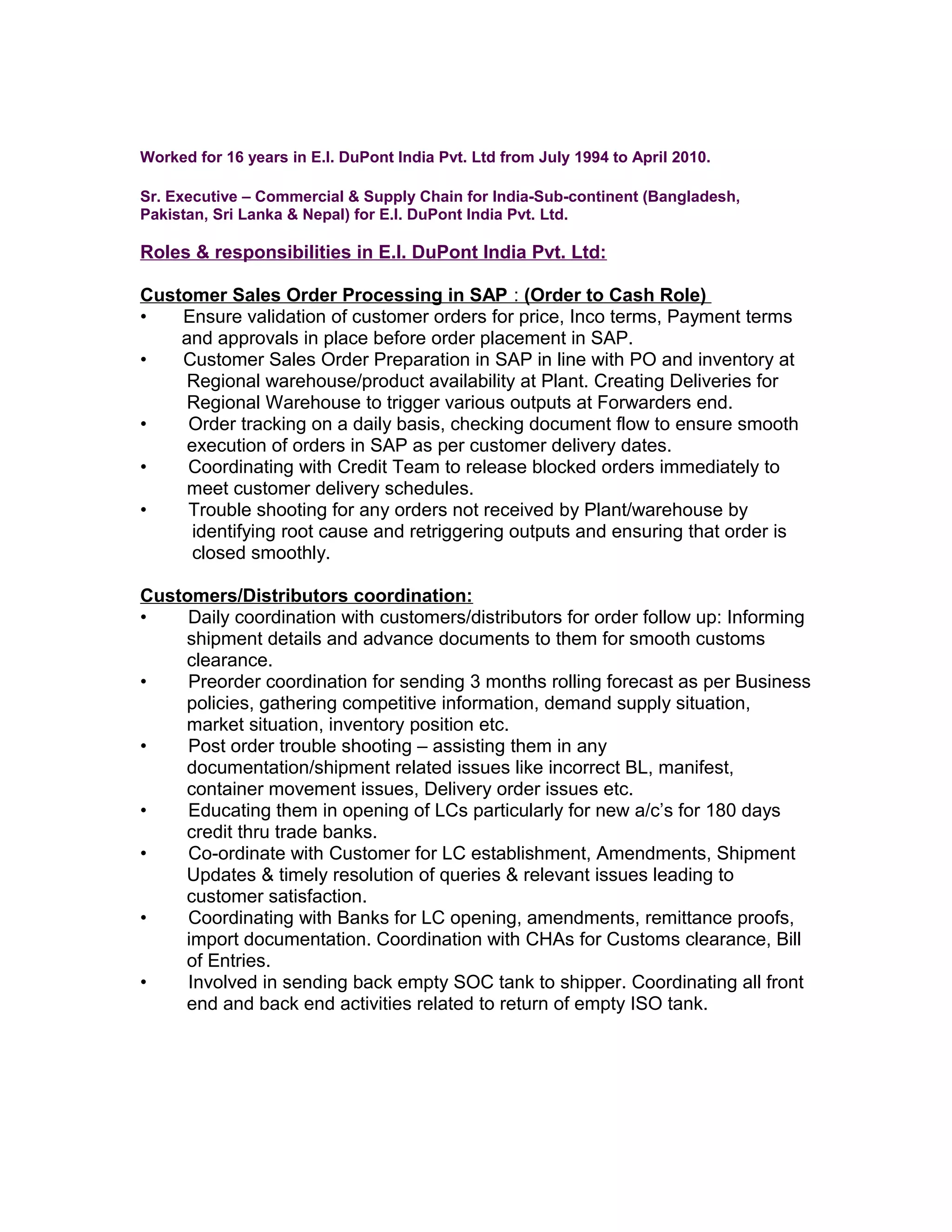 CV - Supply chain,logistics,customer service,order processing_12-Aug-15 ...