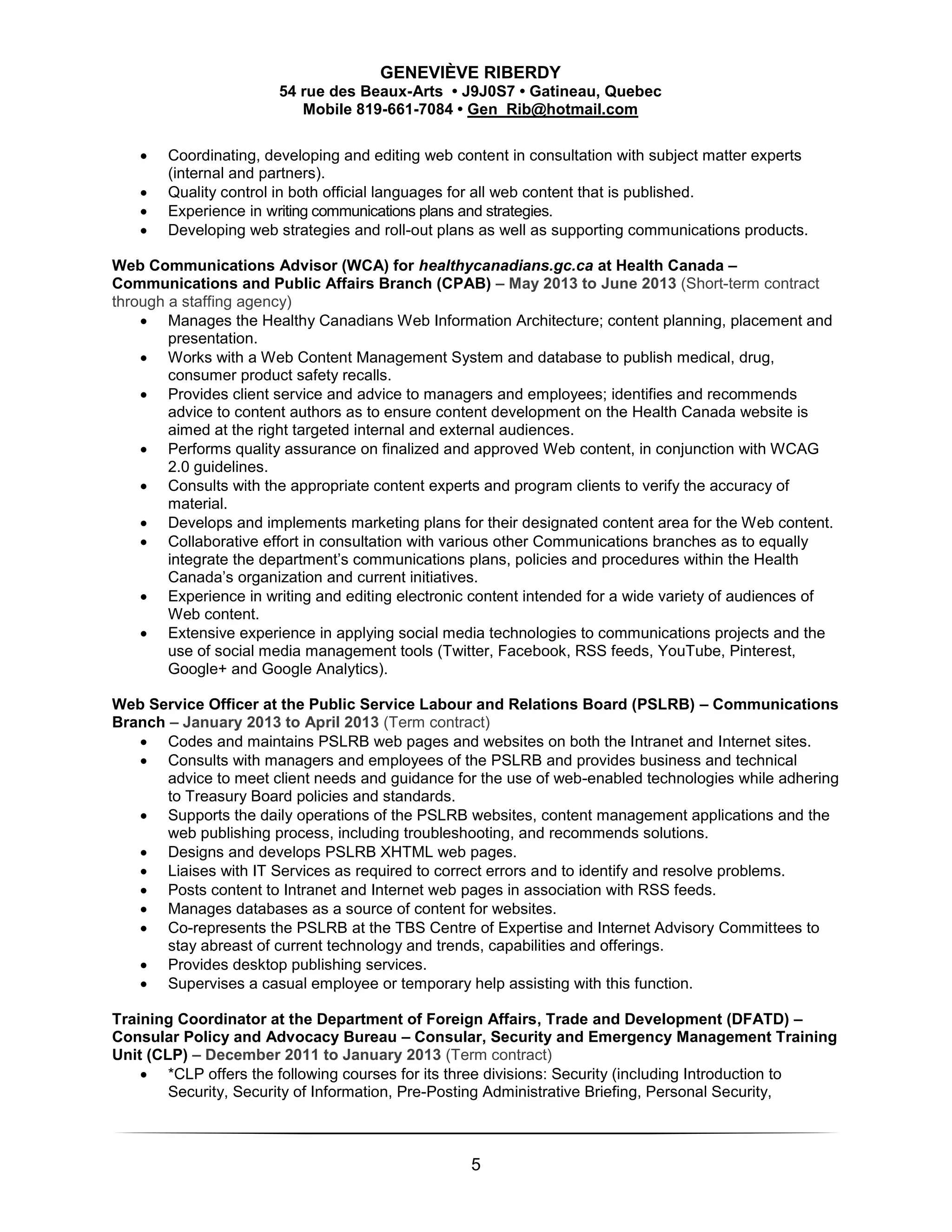 Resume - Geneviève Riberdy | PDF