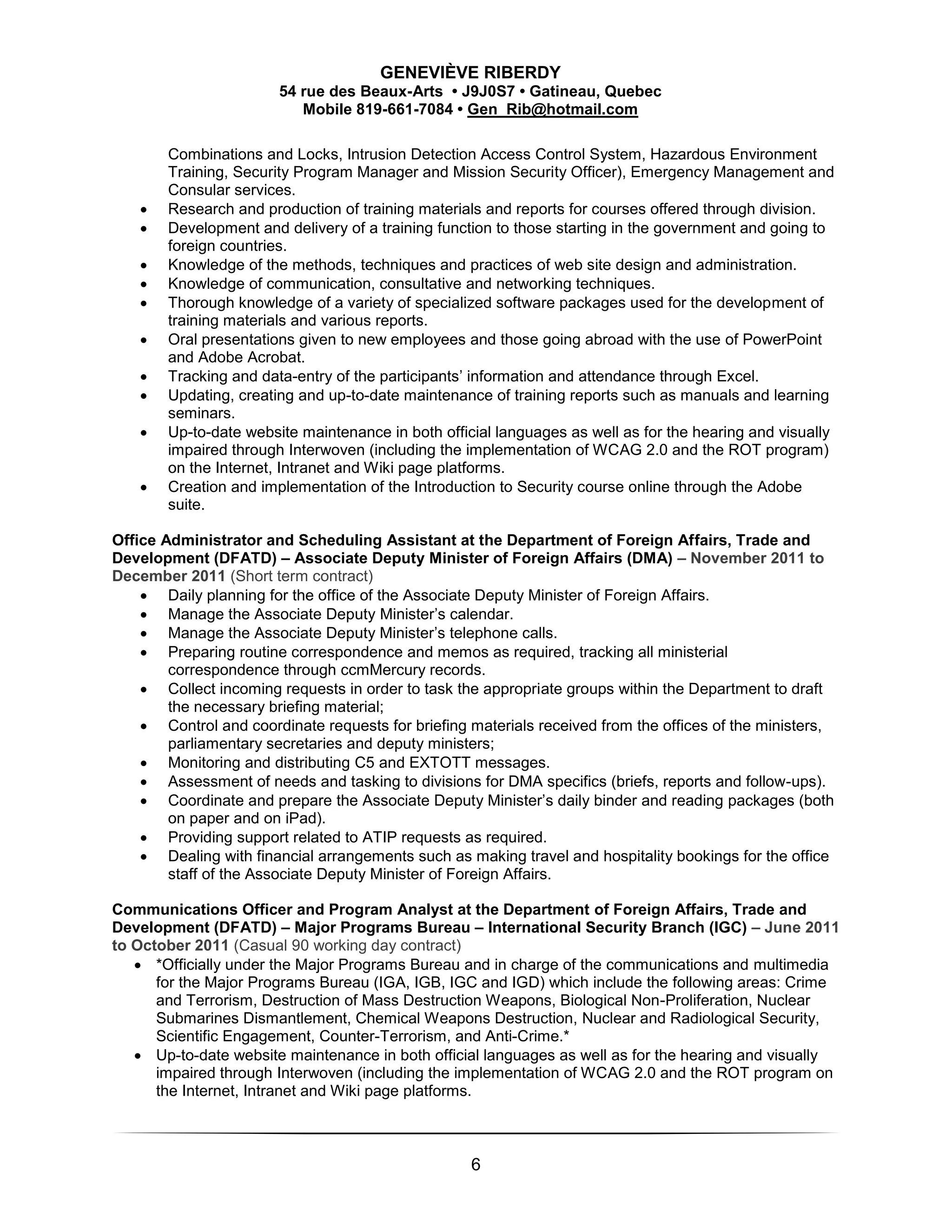 Resume - Geneviève Riberdy | PDF