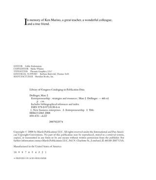 Entrepreneurship strategies and resources 4th ed Edition Dollinger | PDF