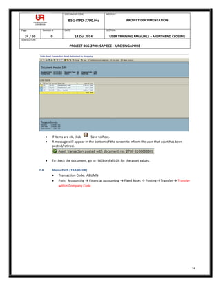 BSG-ITPD-2700 04c User Reference Manual FI Closing Activities | PDF