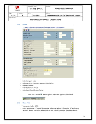BSG-ITPD-2700 04c User Reference Manual FI Closing Activities | PDF