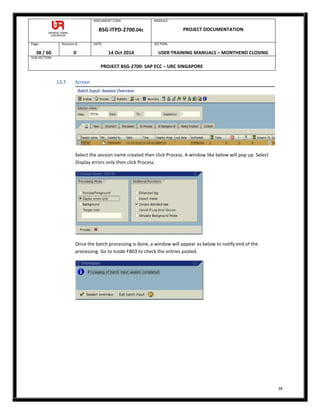 BSG-ITPD-2700 04c User Reference Manual FI Closing Activities | PDF