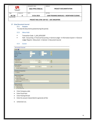 BSG-ITPD-2700 04c User Reference Manual FI Closing Activities | PDF