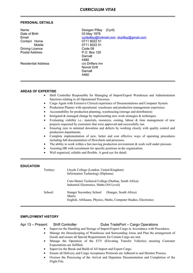 Cyril_cv | DOC | Logistics | Business