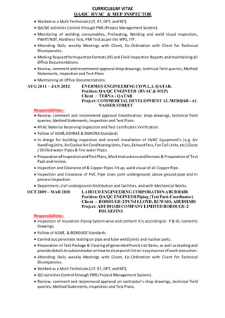 QAQC MEP HVAC INSPECTOR | DOCX