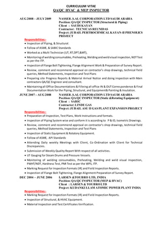 QAQC MEP HVAC INSPECTOR | DOCX