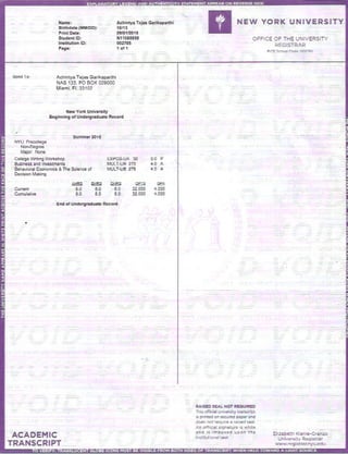 NYU Transcript | PDF