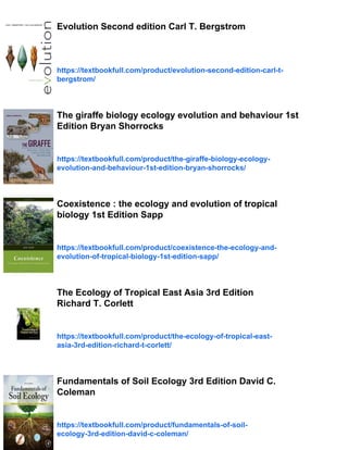 Ecology : evolution, application, integration 1st Edition David T ...