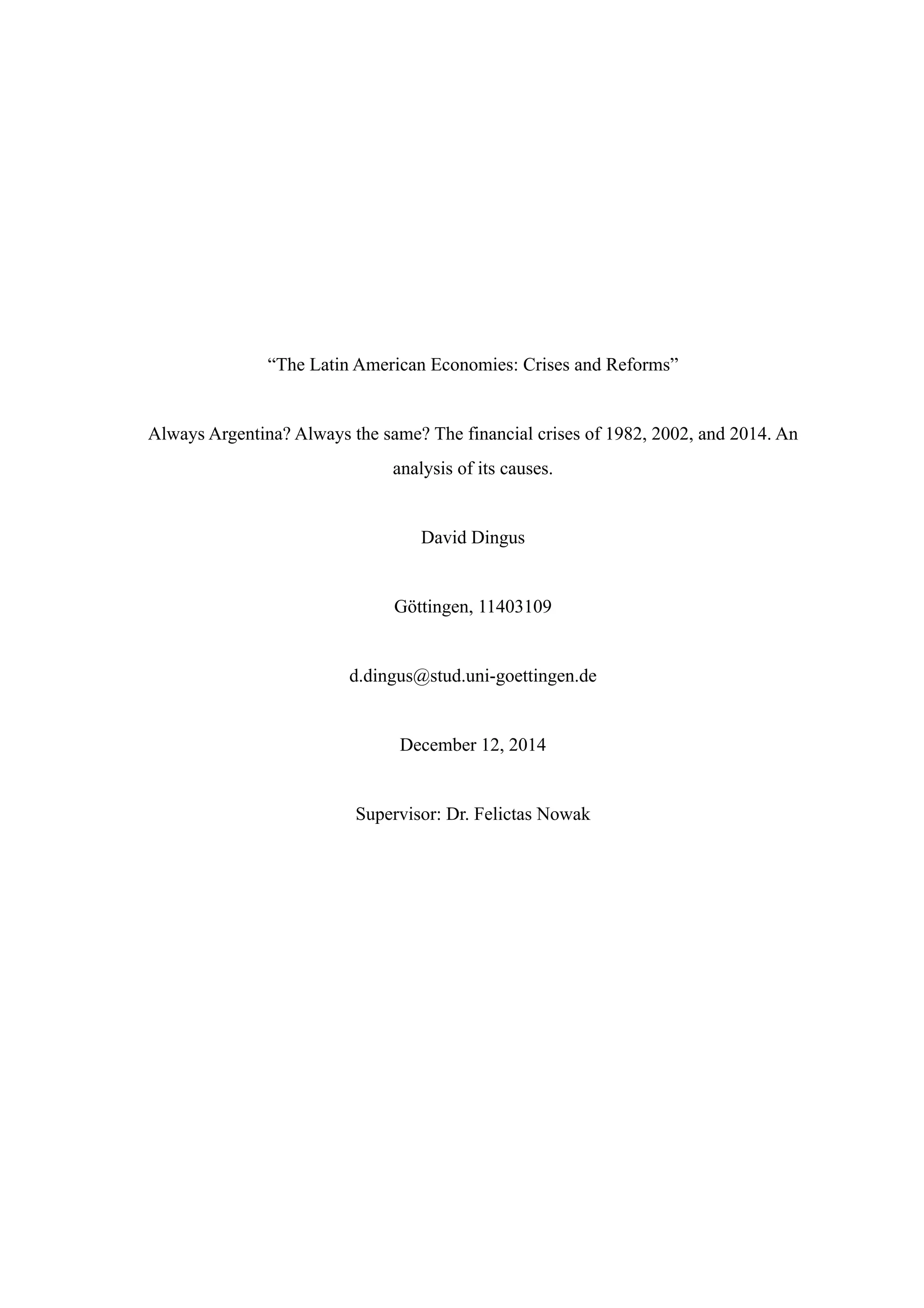 LA Seminar - Argentina Debt Crises - David Dingus | PDF