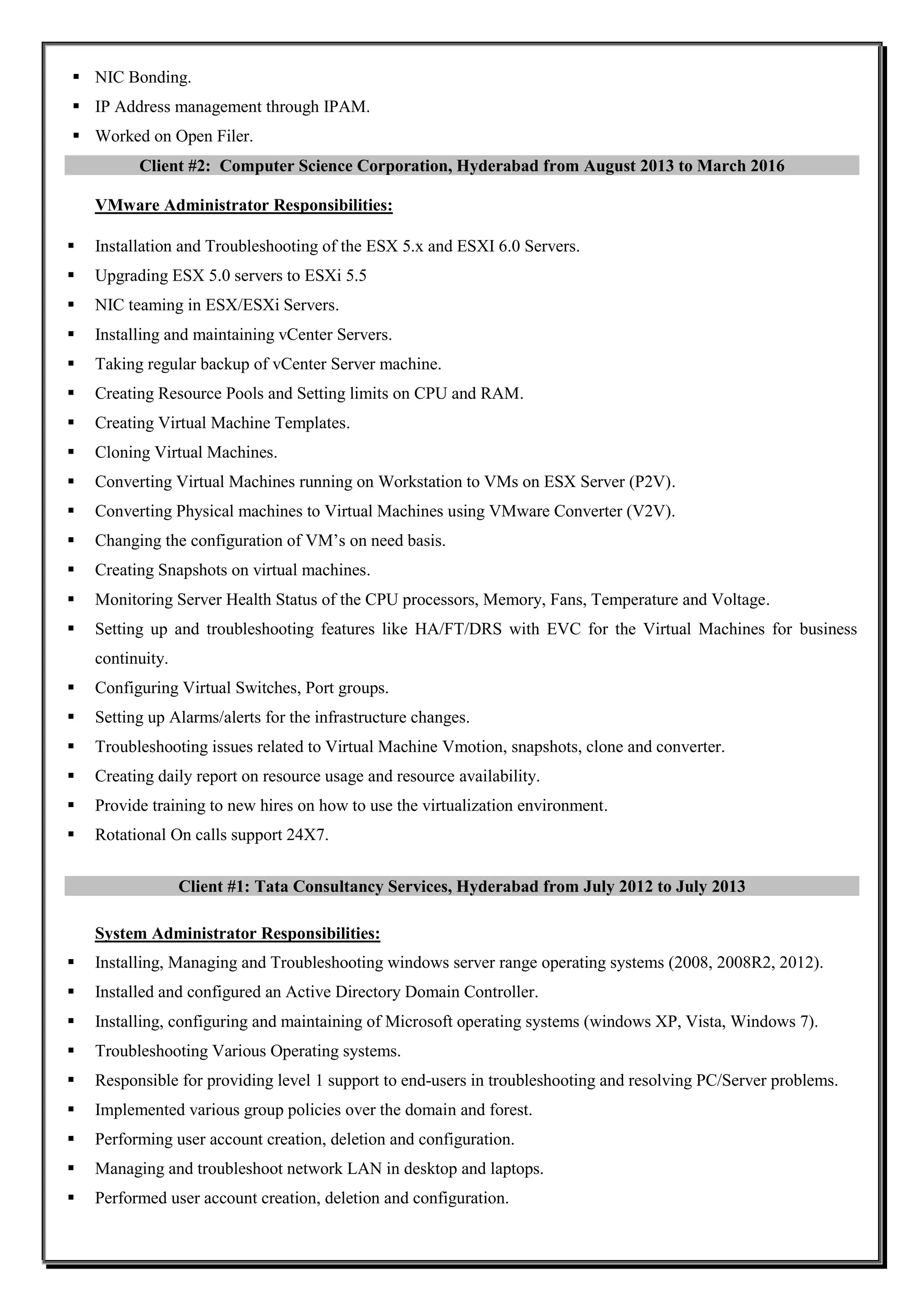 Resume_Vijay | PDF | Operating Systems | Computer Software and Applications