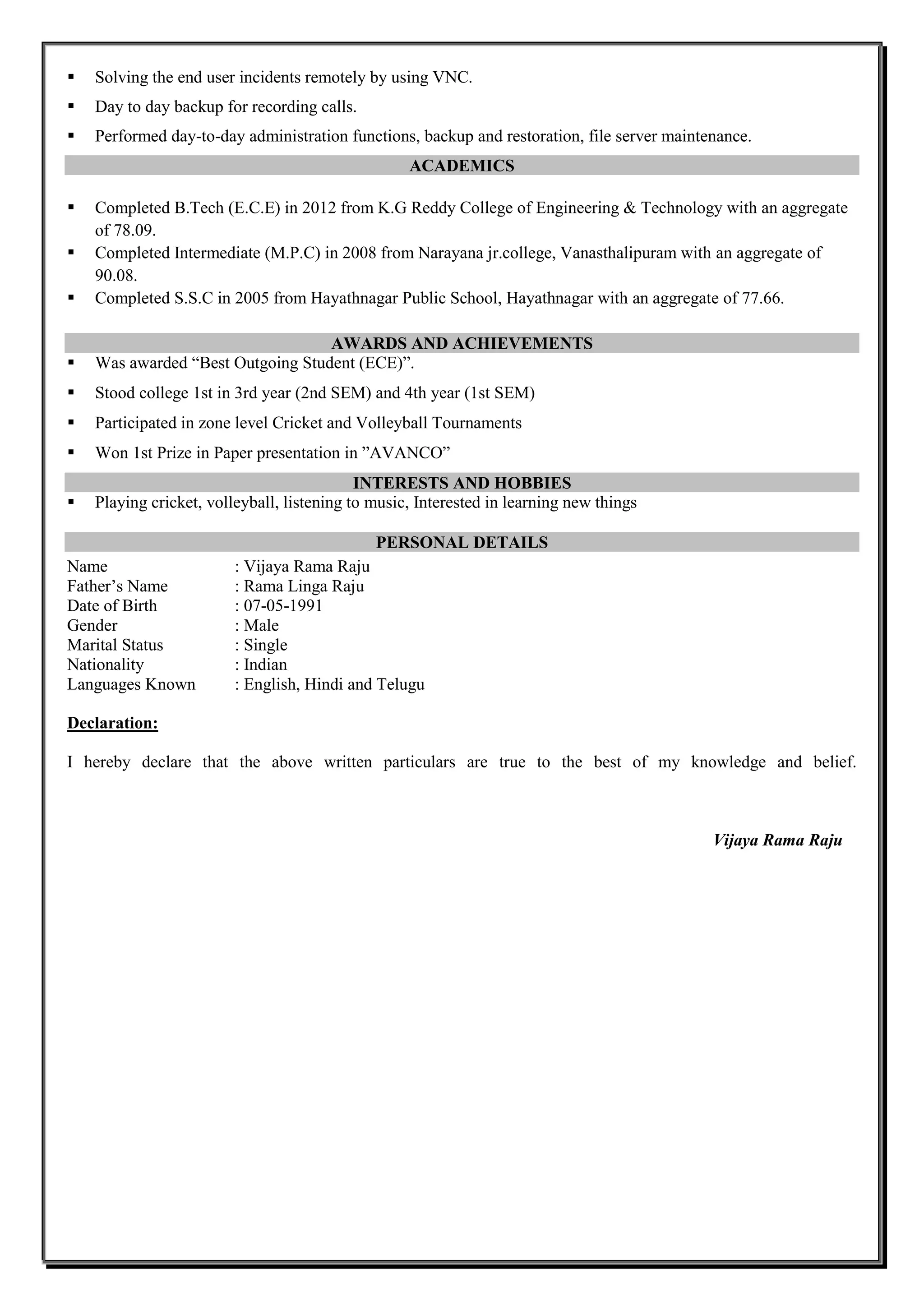 Resume_Vijay | PDF | Operating Systems | Computer Software and Applications