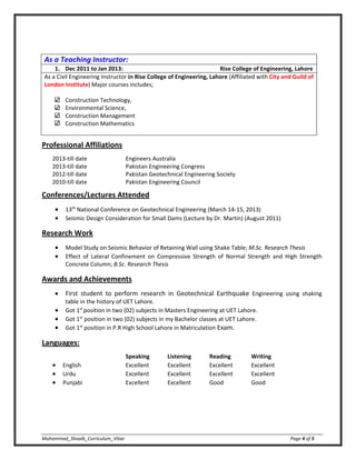 CV_Muhammad_Shoaib - June 2016 | PDF | Civil Engineering Industry | Industries