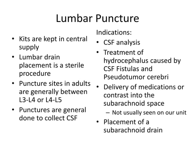 Lumbar Drains | PPTX | Brain and Nervous System Disorders | Diseases ...