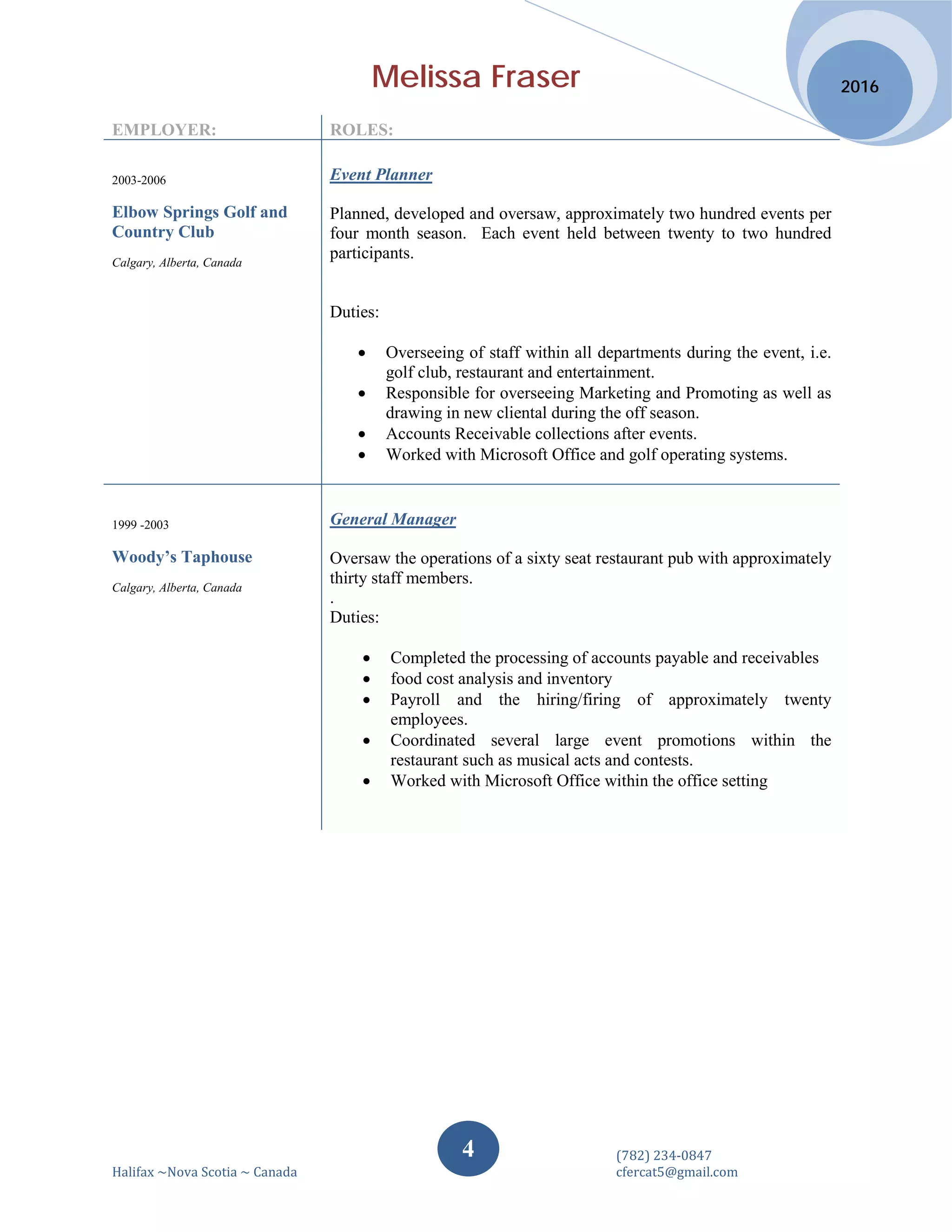 Melissa Fraser Resume 2016 | PDF