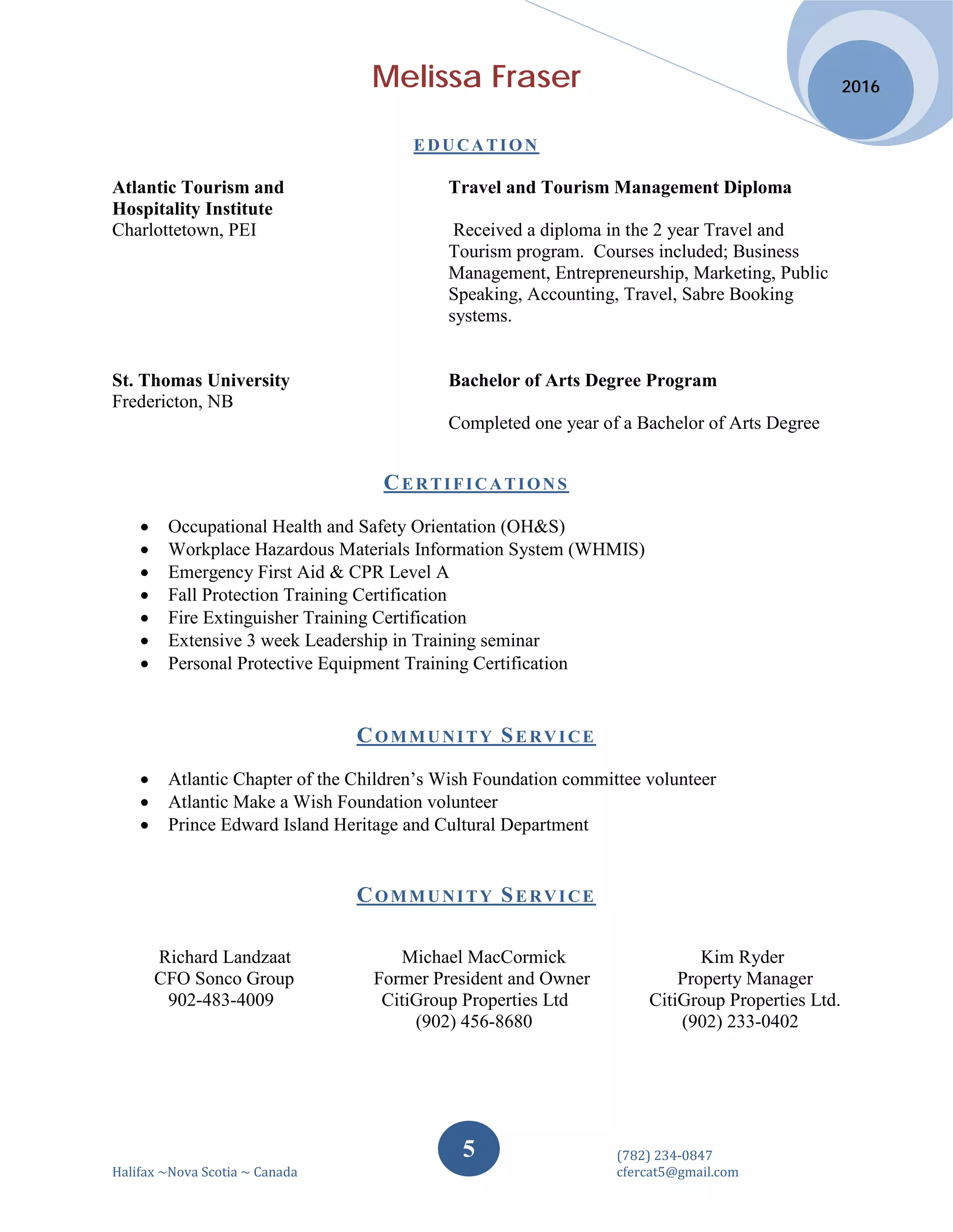 Melissa Fraser Resume 2016 | PDF