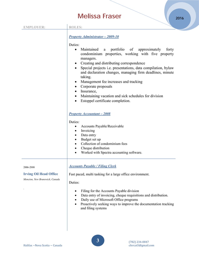 Melissa Fraser Resume 2016 | PDF