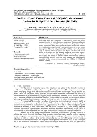 Predictive Direct Power Control (PDPC) of Grid-connected Dual-active Bridge Multilevel Inverter ...
