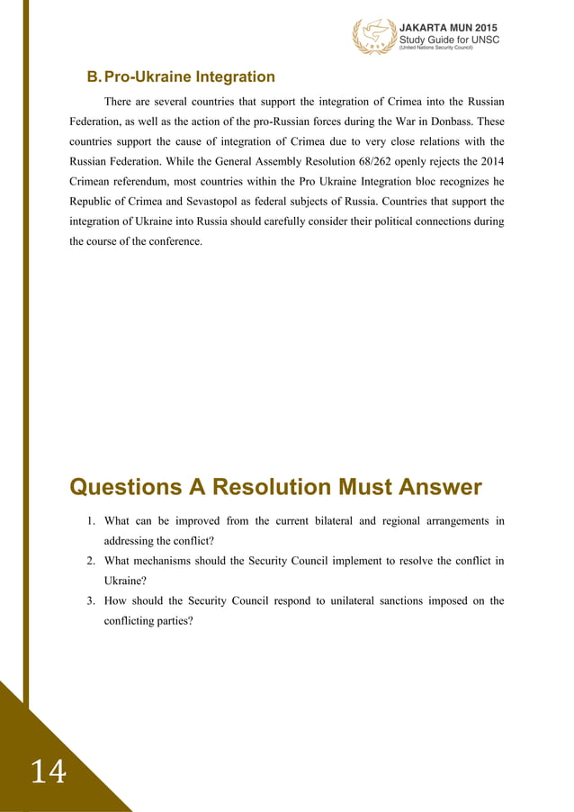 Jakarta MUN 2015 UN Security Council Study Guide | PDF
