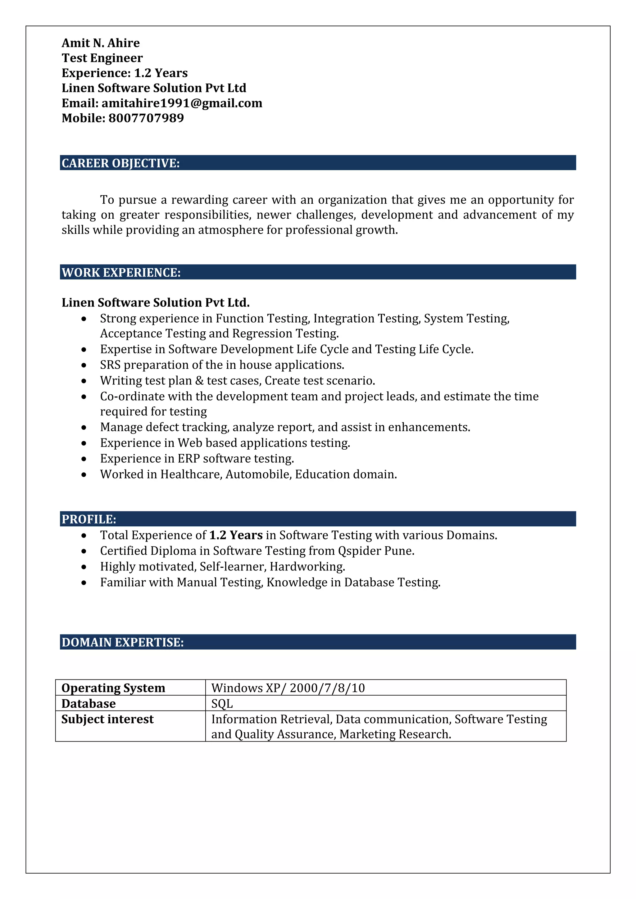 Amit CV | PDF