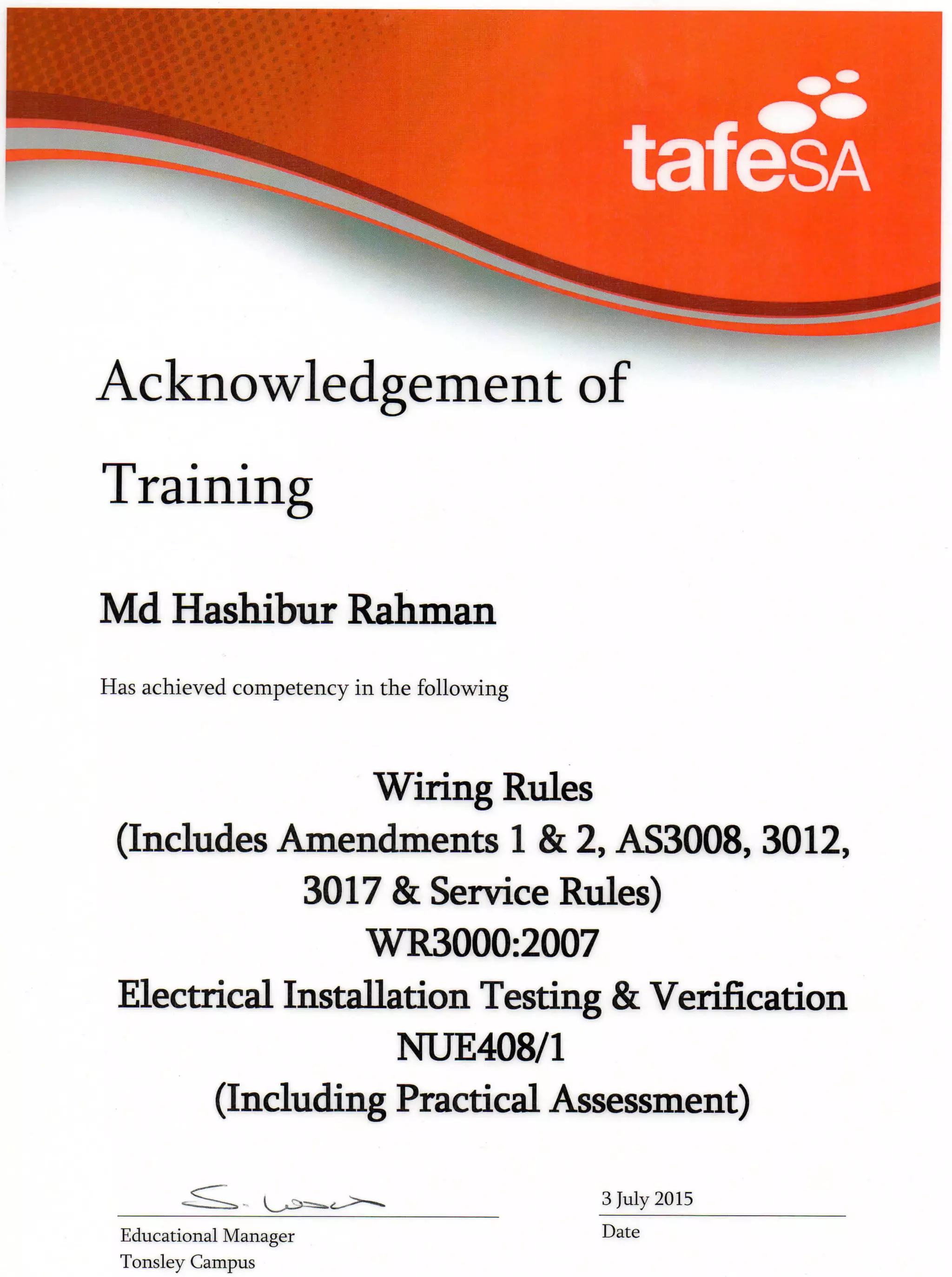 Tafe course_Wiring Rules | PDF | Educational Assessment | Education