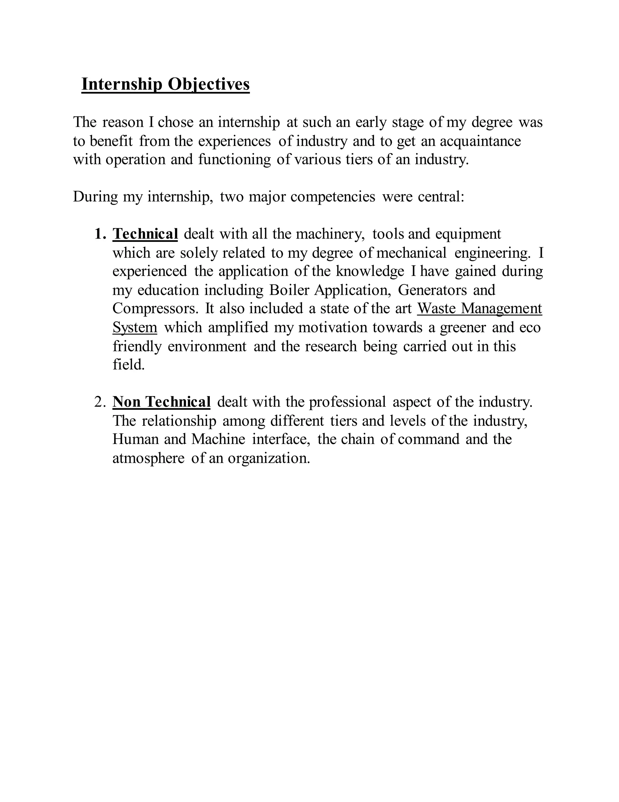 Internship Summary | DOCX | Undergraduate Education | College Education