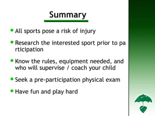 Sports injury prevention | PPT