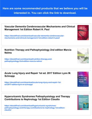 Lung Injury Mechanisms Pathophysiology and Therapy 1st Edition Robert H ...
