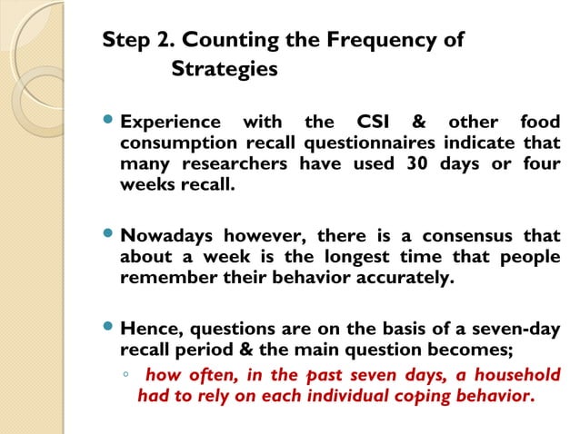 Coping Strategies Index | PPT | Agriculture | Industries