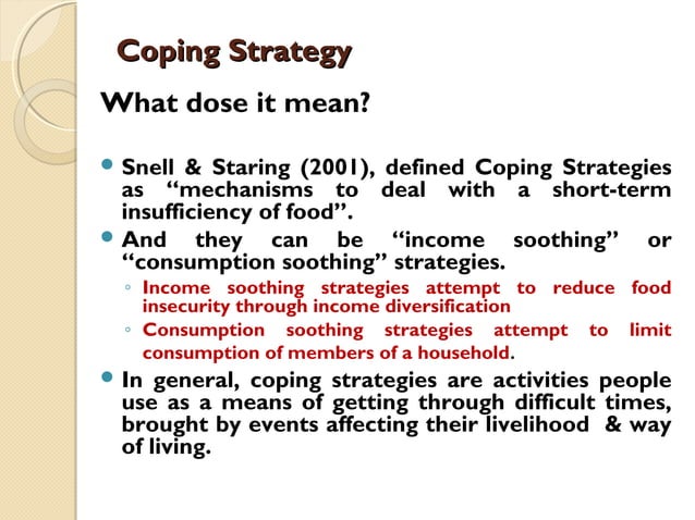 Coping Strategies Index | PPT | Agriculture | Industries