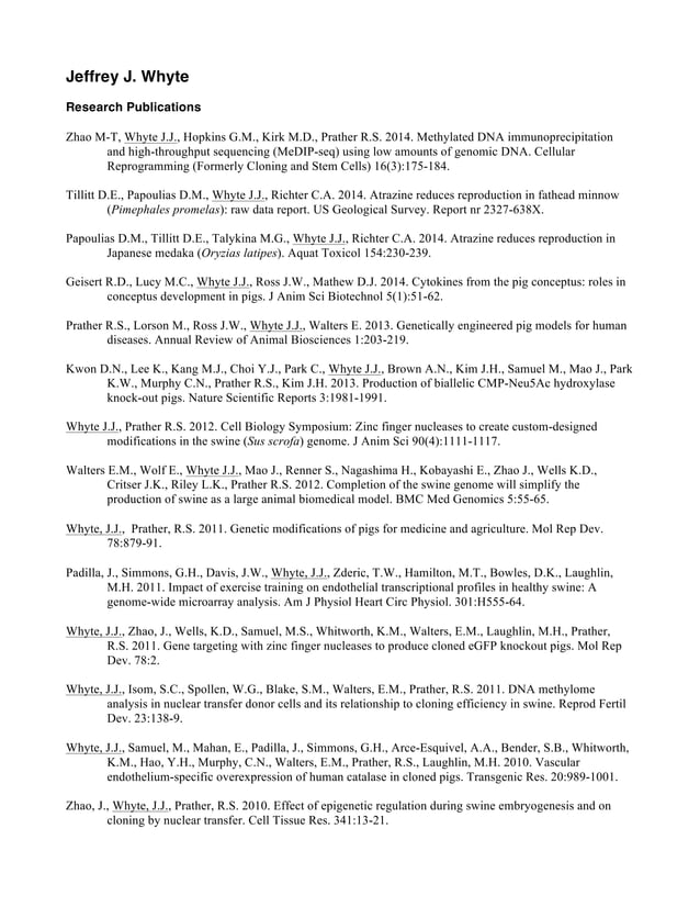 JJ Whyte Research Publications | PDF