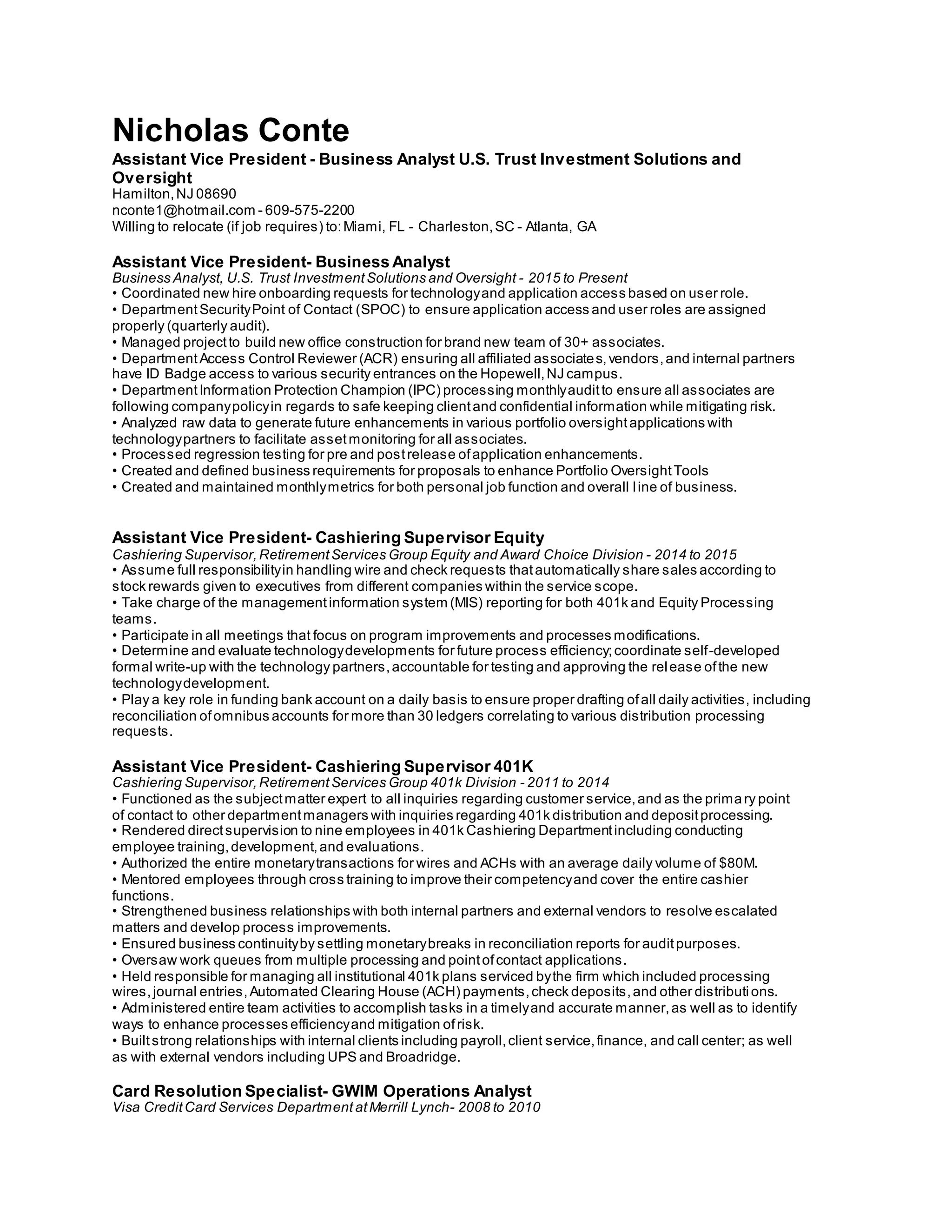 Nicholas Conte Final Resume 2016 | DOCX