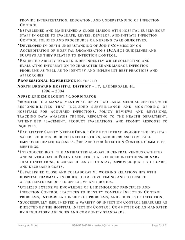 Nancy Stout Resume | PDF | Infectious Diseases | Diseases and Conditions