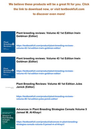 Plant Breeding Reviews: Volume 41 1st Edition Irwin Goldman (Editor) | PDF