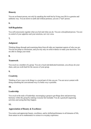 Character Strengths Profile | PDF