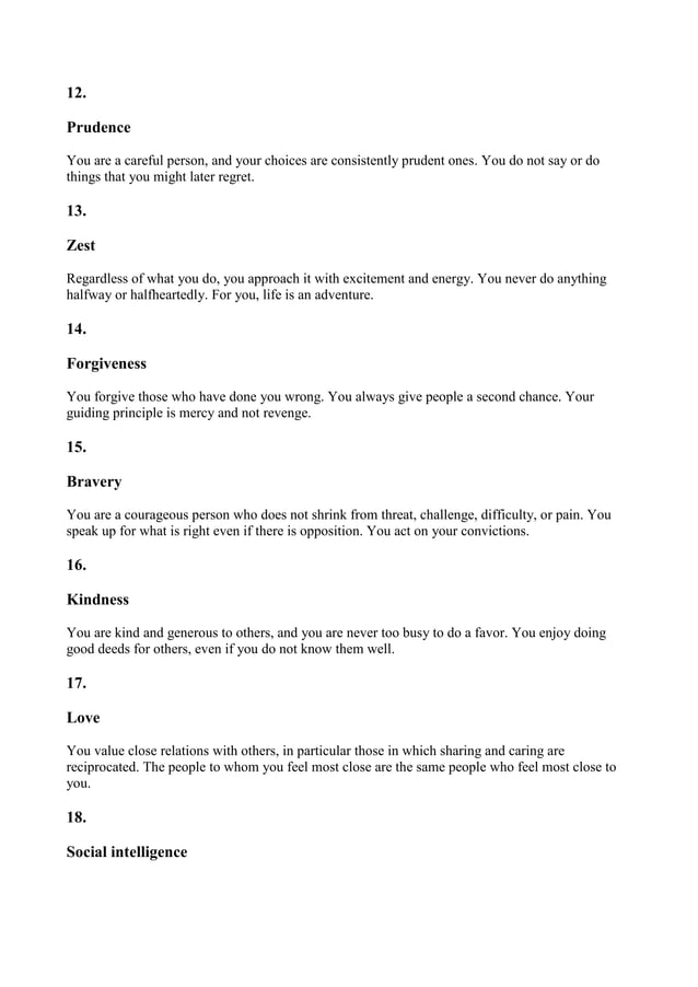 Character Strengths Profile | PDF